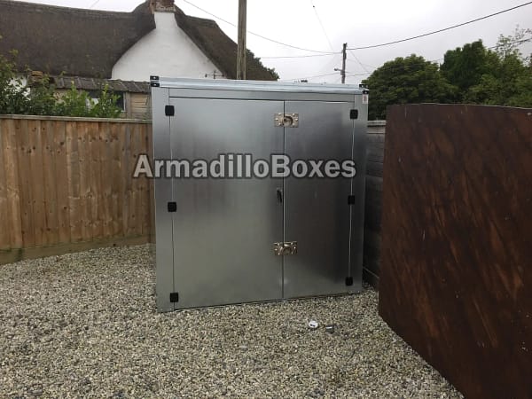 Double mobility scooter unit Mobility scooter shed metal - ArmadilloBoxes